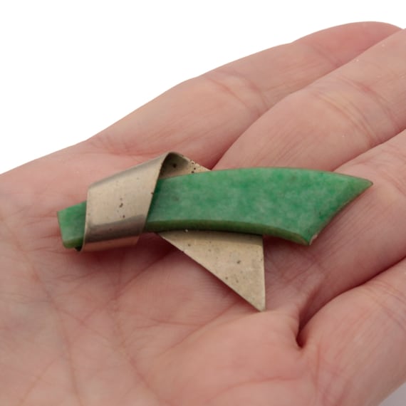 Rare Art Deco celluloid marble metal geometric pin br… - Gem