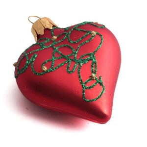 12 Blown Glass Red Heart Christmas Tree Ornaments - Etsy