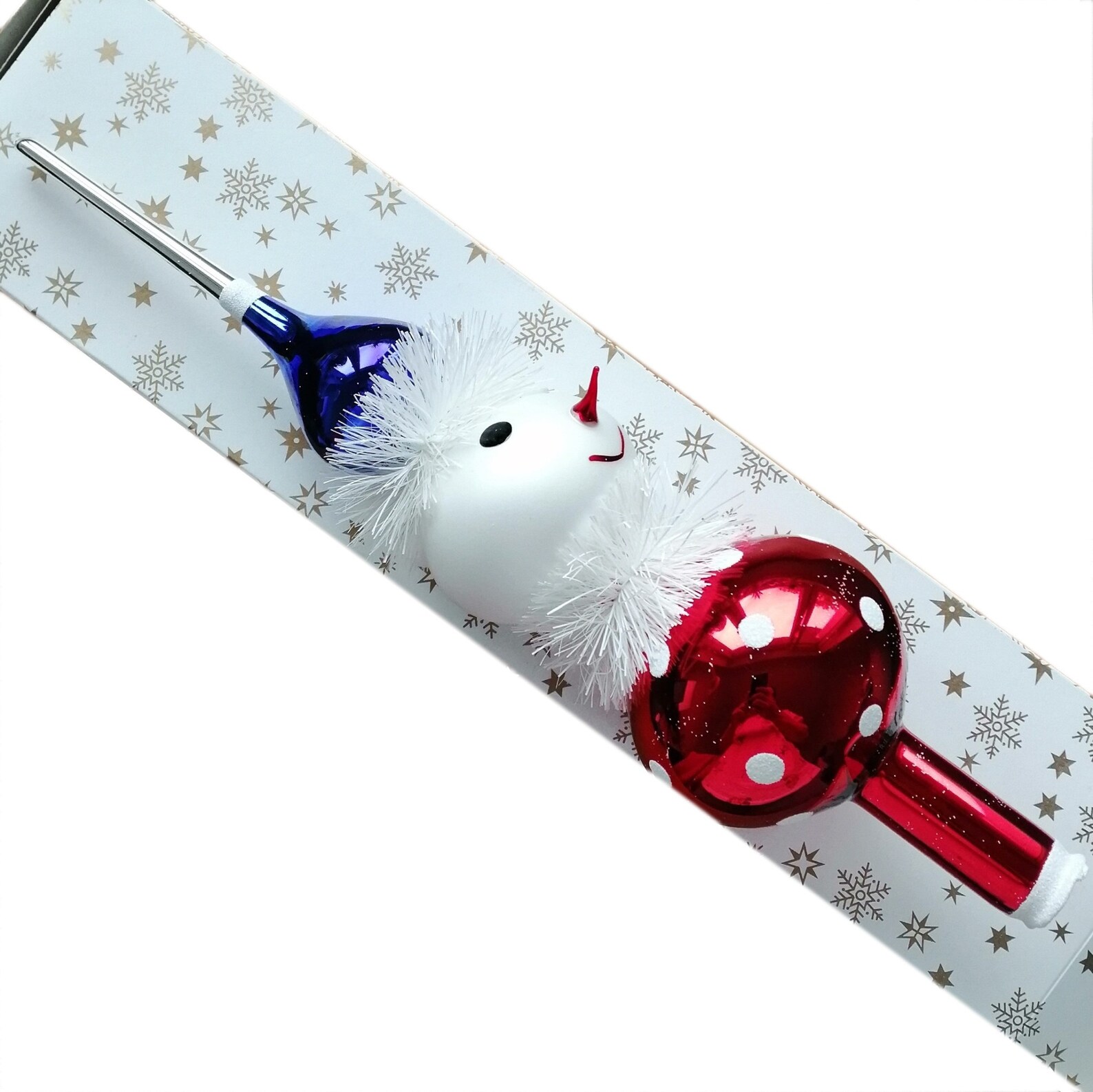 Blown Glass Snowman Christmas Tree Topper Handmade in Czech - Etsy