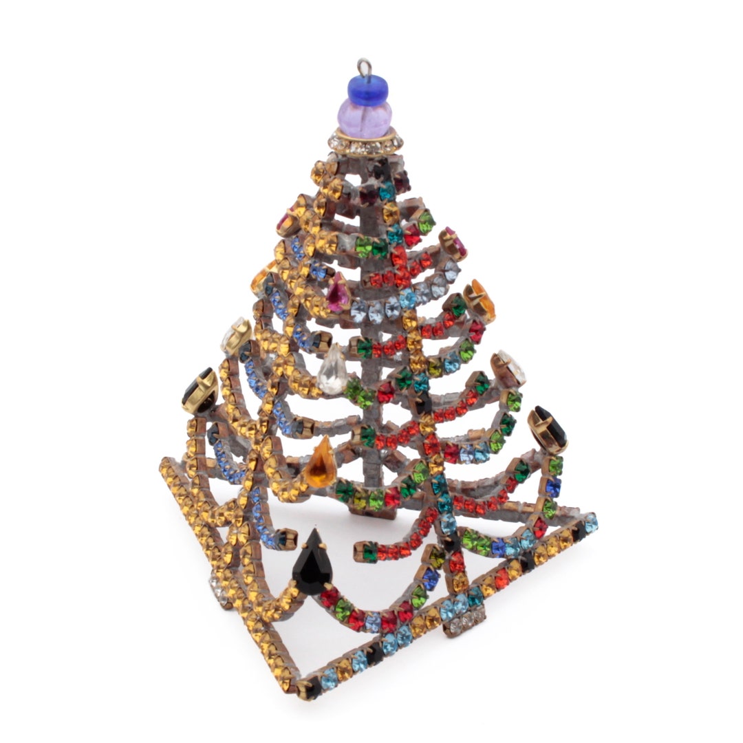 Czech Handmade Triangle Pyramid Rhinestone Christmas Tree Ornament - Etsy