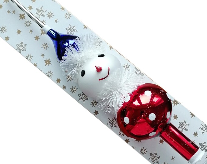 Blown Glass Snowman Christmas Tree Topper Handmade in Czech - Etsy