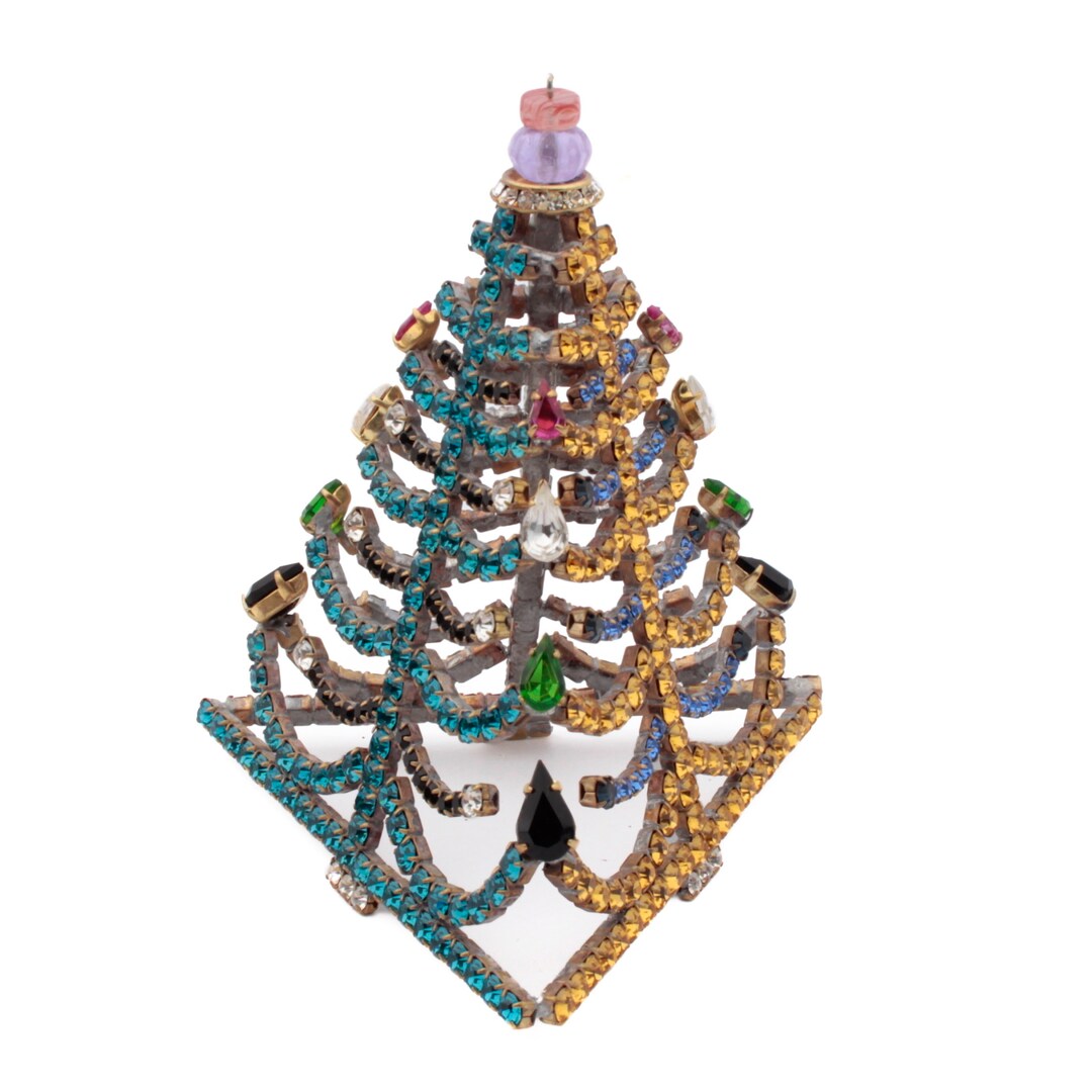 Czech Handmade Triangle Rhinestone Christmas Tree Ornament Free ...