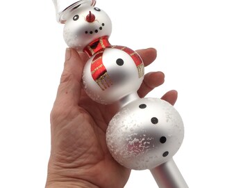 Blown Glass Snowman Christmas Tree Topper Handmade in Czech - Etsy