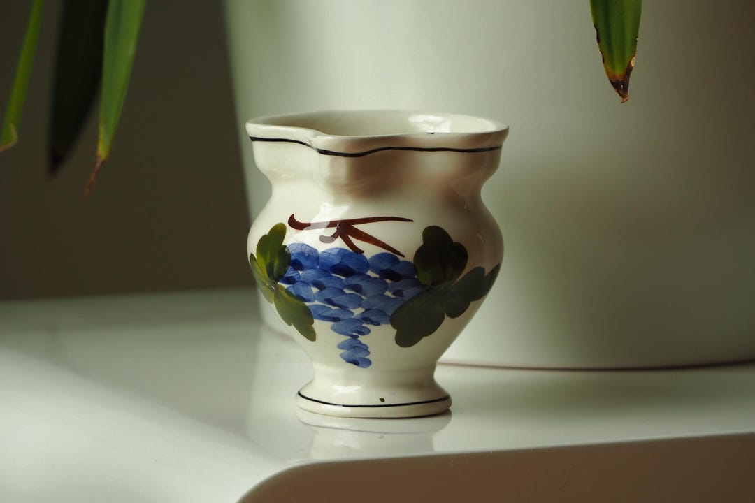 Vintage Boccalino Jug – Hand-painted Swiss Pottery With Grape Vine ...
