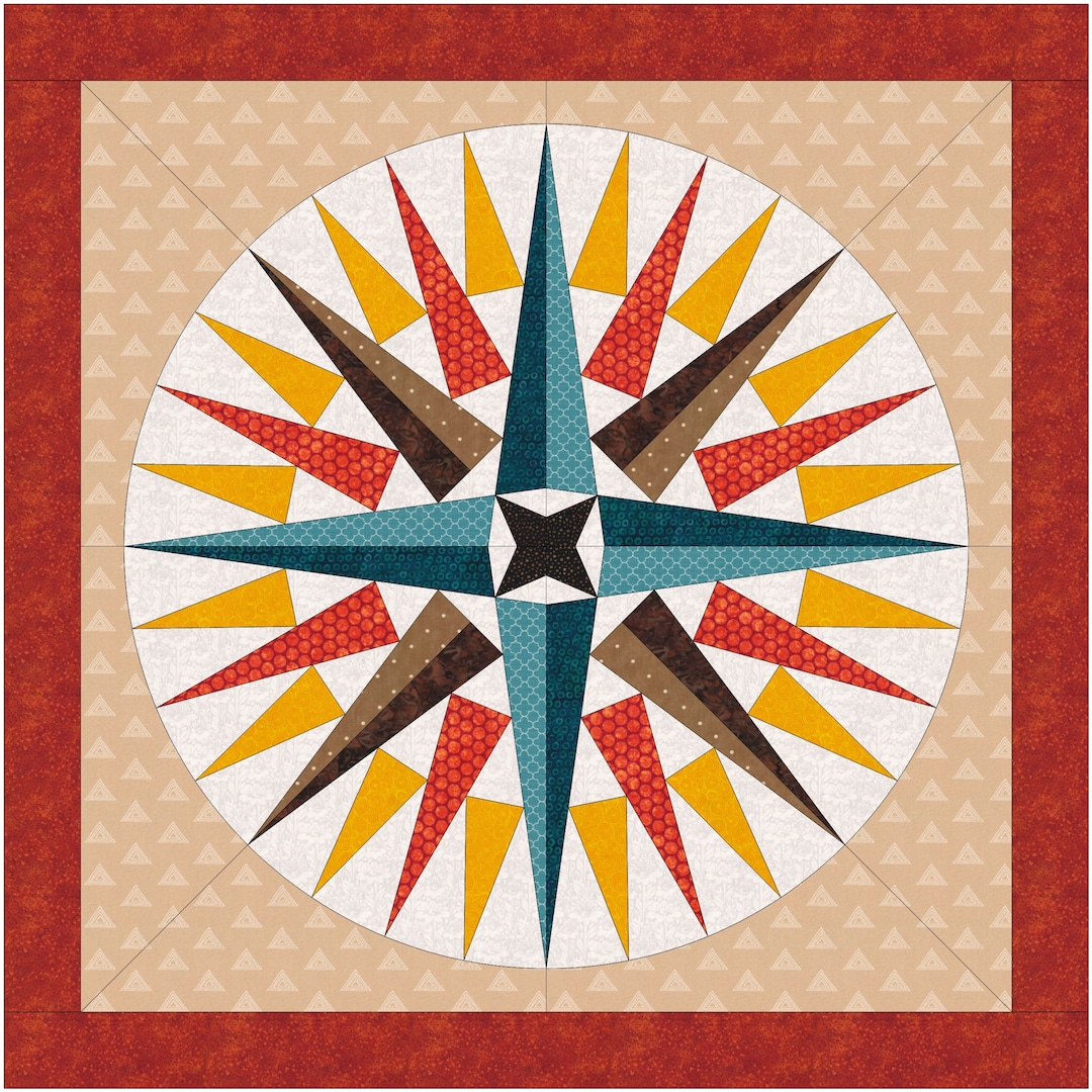 29" Diameter (32"x32" Square) Mariner's Compass Quilt Block A - Etsy