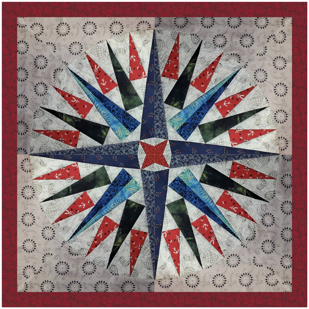 21" Diameter (24"x24" Square) Mariner's Compass Quilt Block A - Etsy