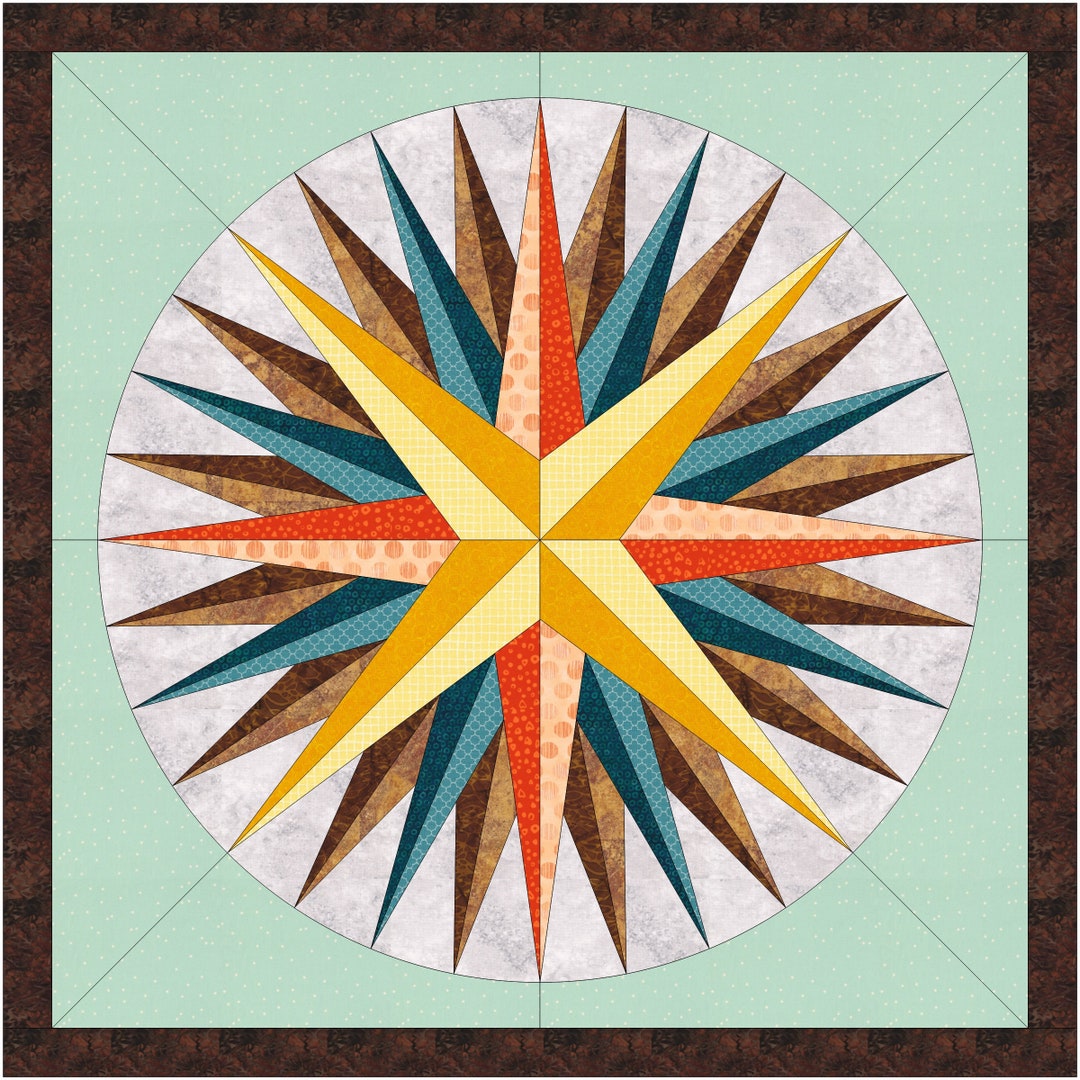 36" Diameter (40"x40" Square) Mariner's Compass Quilt Block C - Etsy