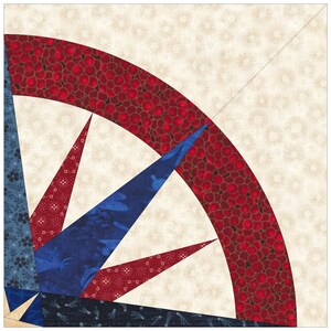 32" Diameter Mariner's Compass Quilt Block B With Alternate Star Center ...