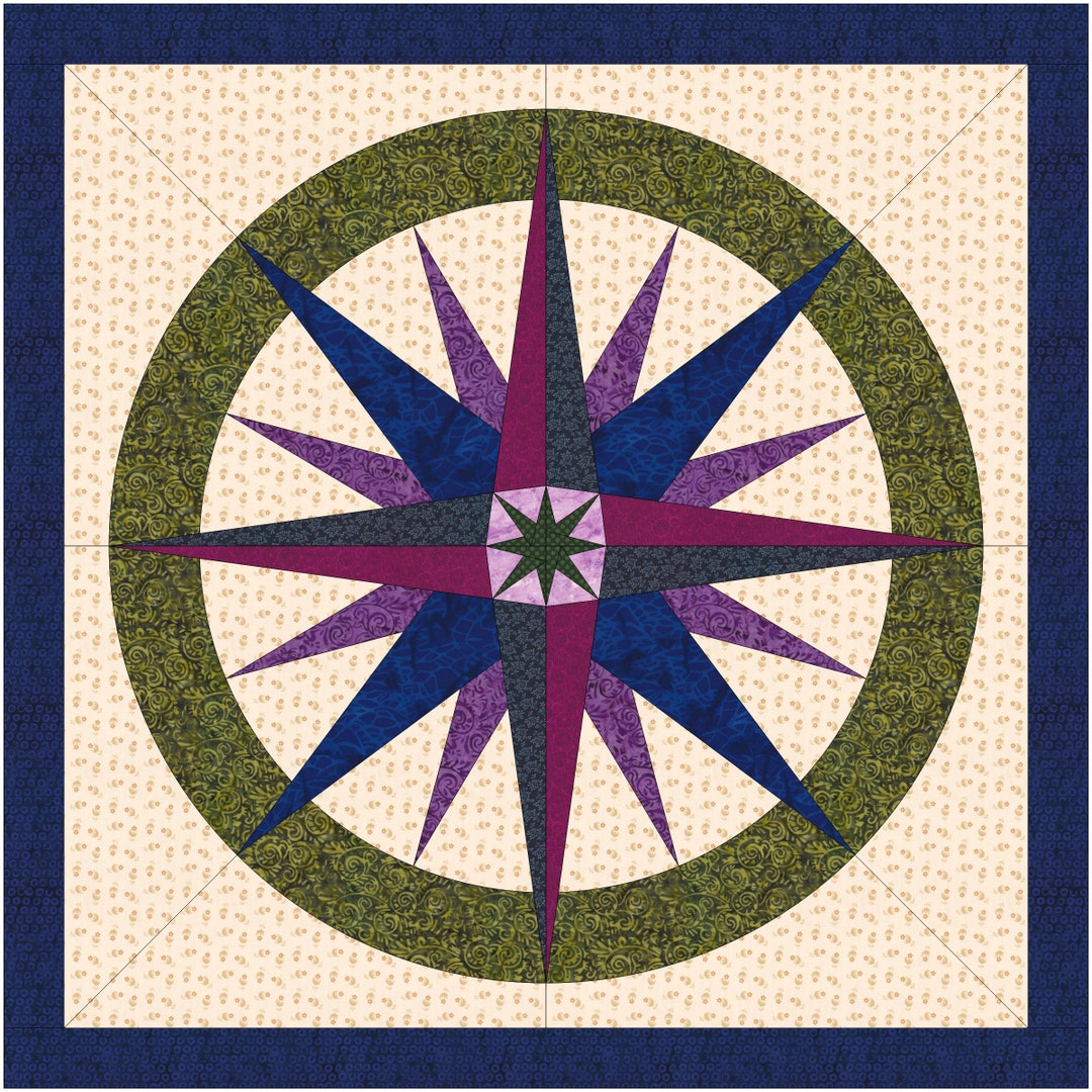 29" Diameter Mariner's Compass Quilt Block B With Alternate Star Center ...