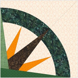 36" Diameter Mariner's Compass Quilt Block B With Alternate Star Center ...