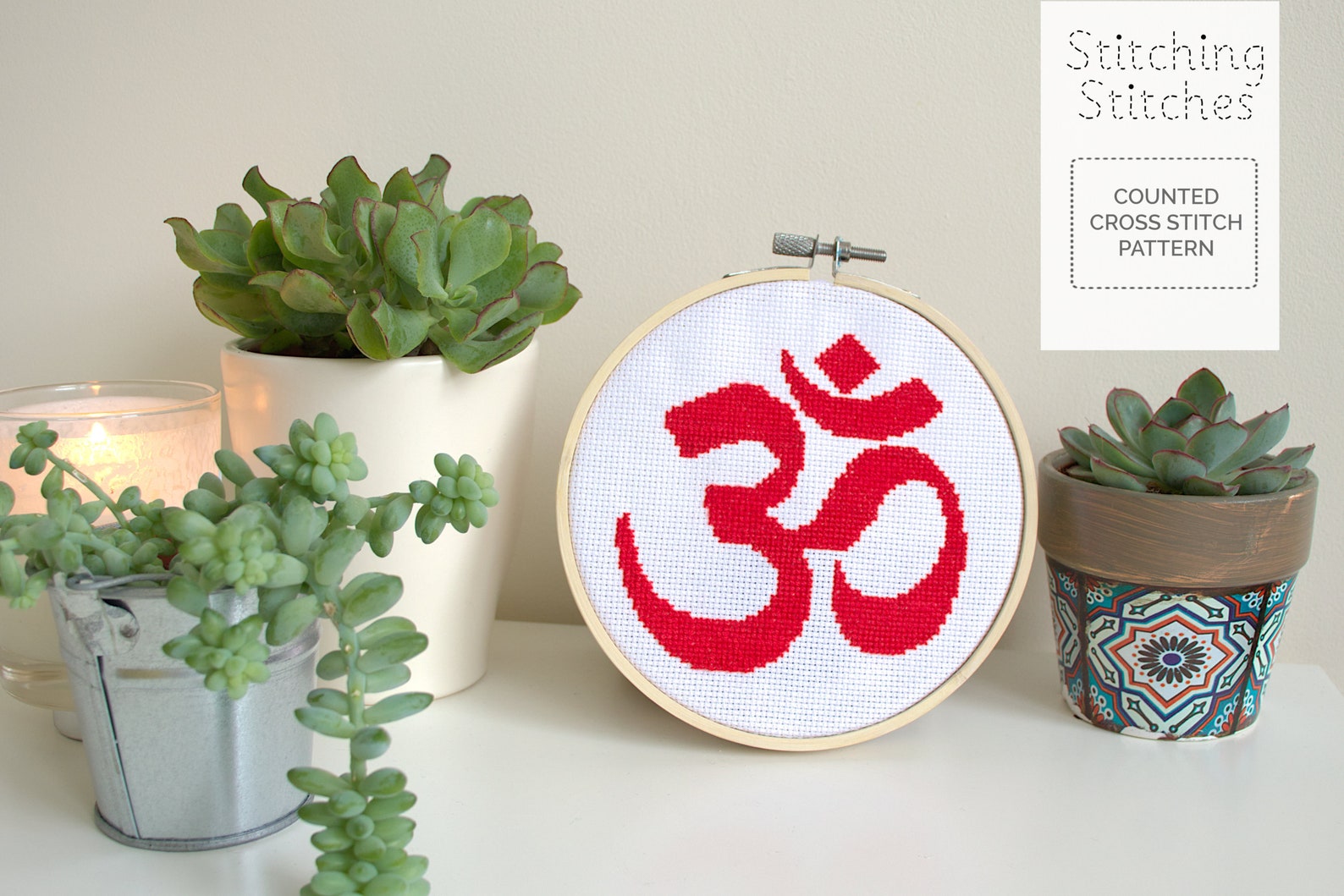 Om Yoga Symbol Cross Stitch Pattern - Easy Yoga Cross Stitch Pattern ...