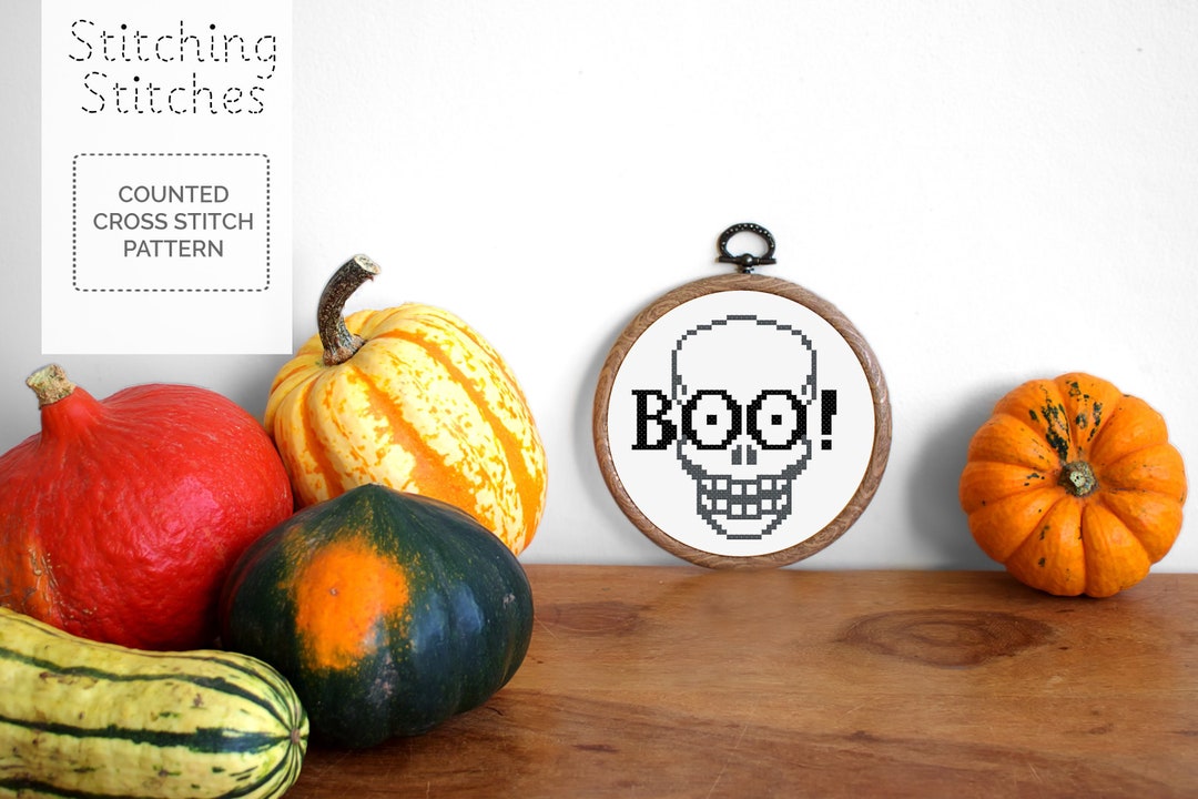 Boo! Cross Stitch Pattern - Easy Halloween Cross Stitch Pattern - PDF ...