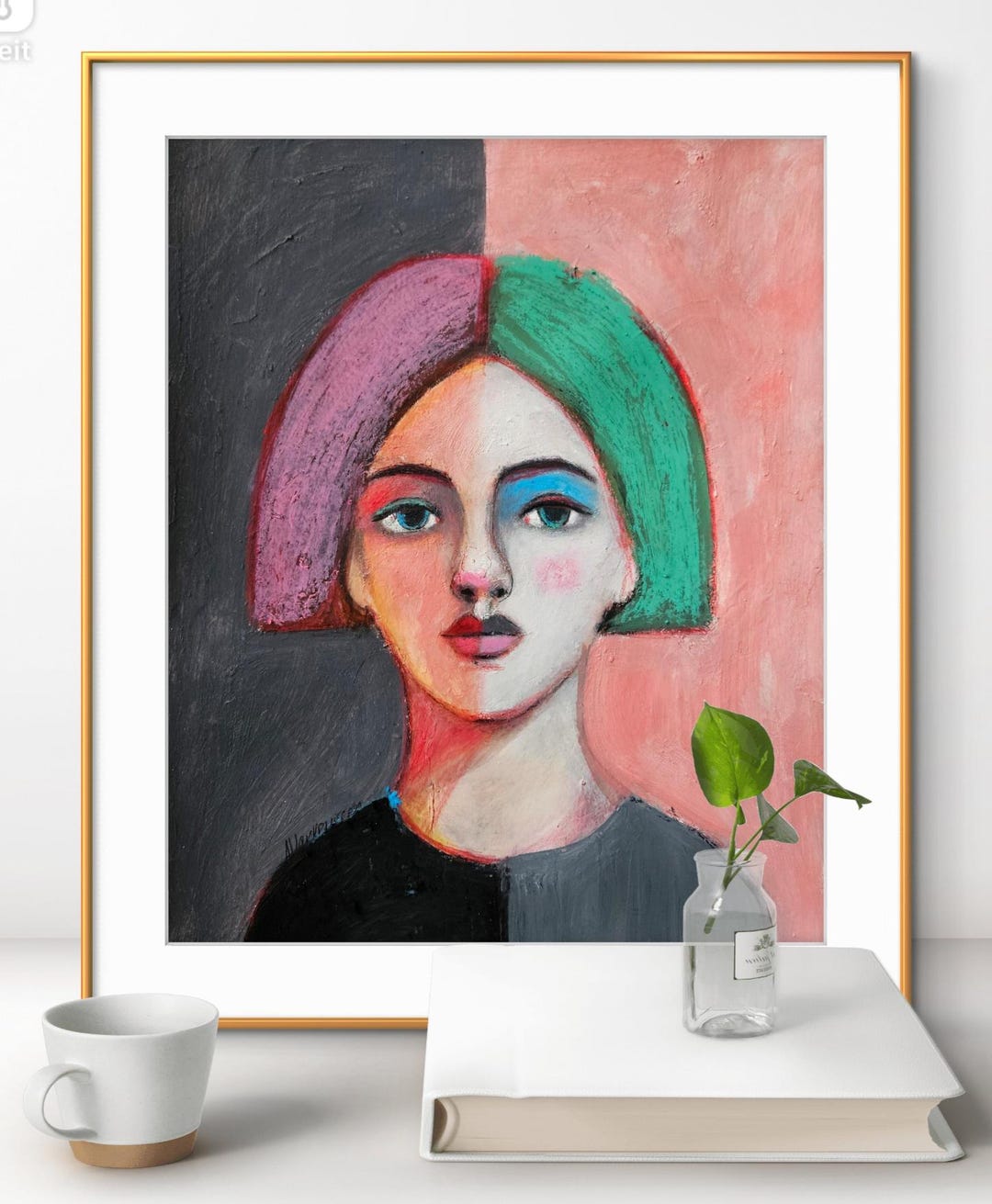 Abstract Woman Portrait Painting: Original Mixed Media Art, 11x14 - Etsy
