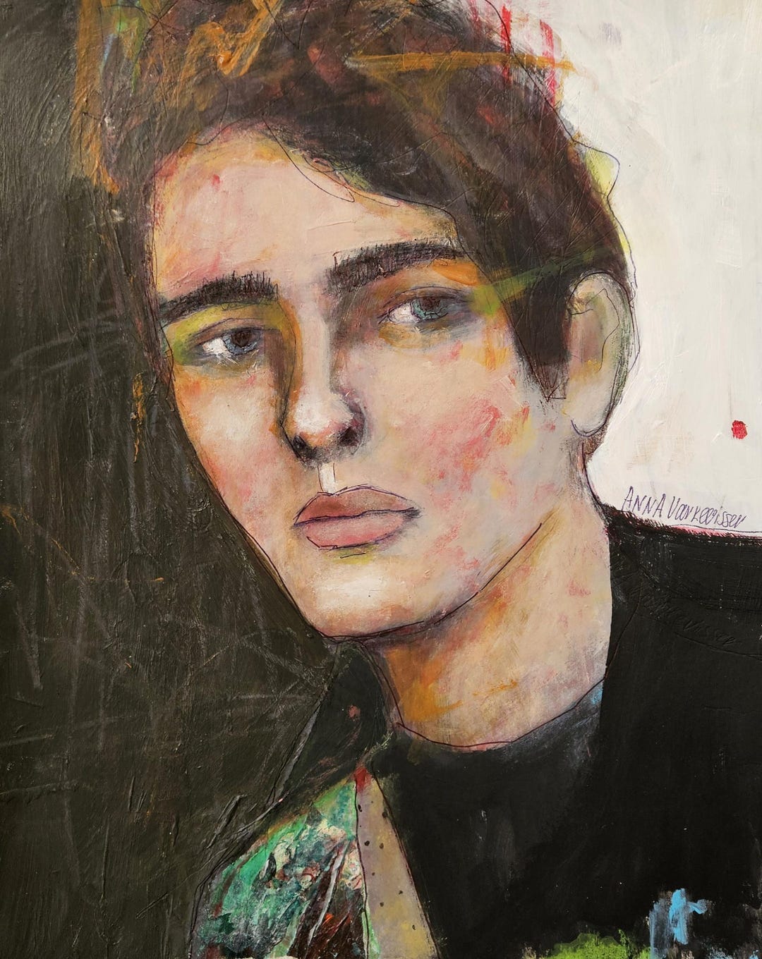 Abstract Portrait Man Face Painting Original Painting 14x11 Anna ...