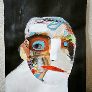 Abstract Portrait Man Face Painting Original Painting 17x14 by Anna ...