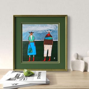 Abstract Cowboy Cowgirl Figure Folk Art Figurative Artwork 10x10 Anna ...