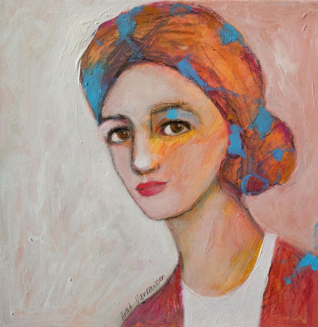 Abstract Woman Portrait Painting: Original Acrylic Art, 12x12 Canvas - Etsy