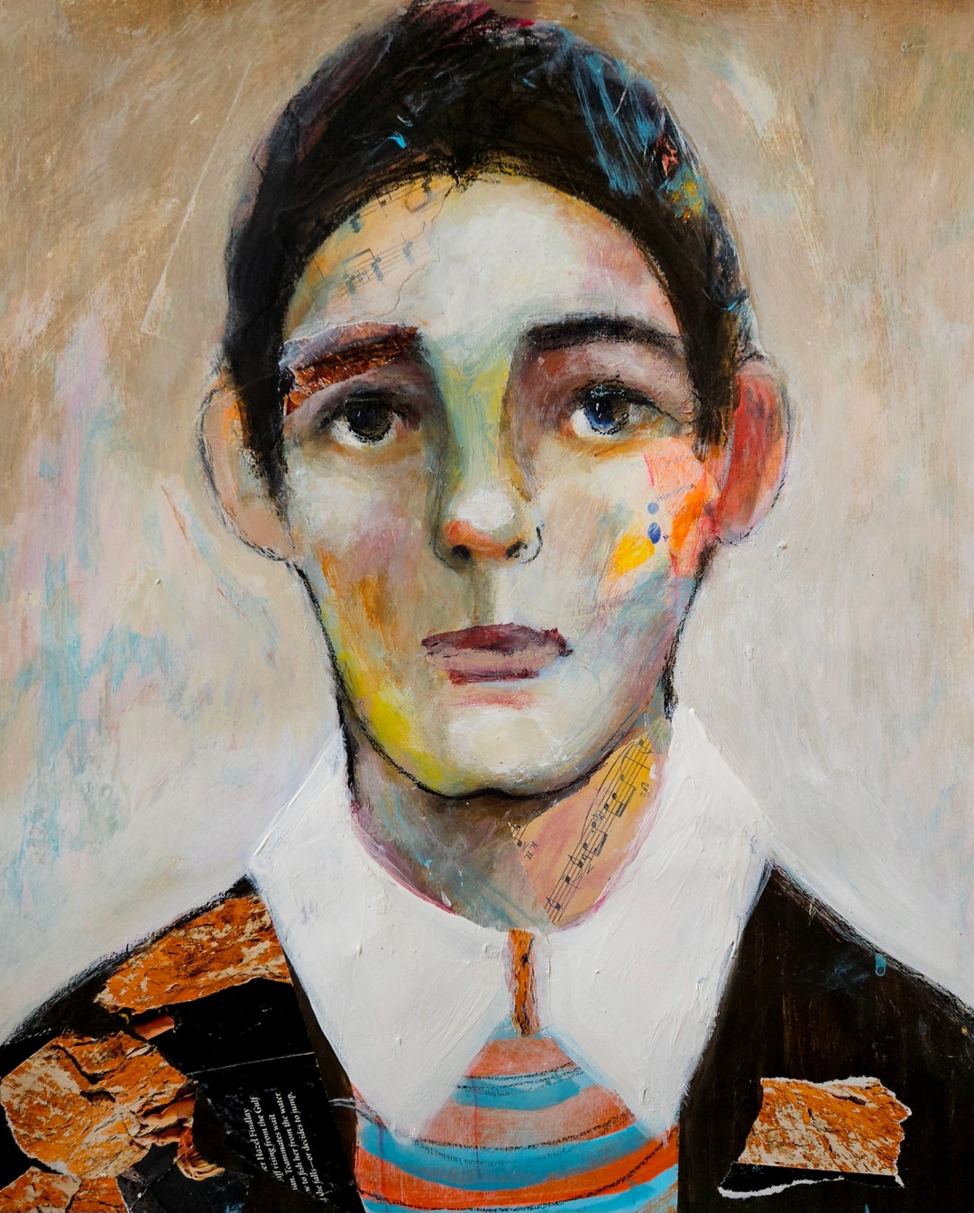 Abstract Portrait Man Face Painting Original Painting 17x14 by Anna ...