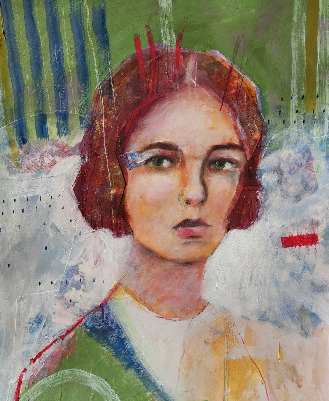 Abstract Figurative Painting Original Woman Face Portrait Artwork 17x14 ...