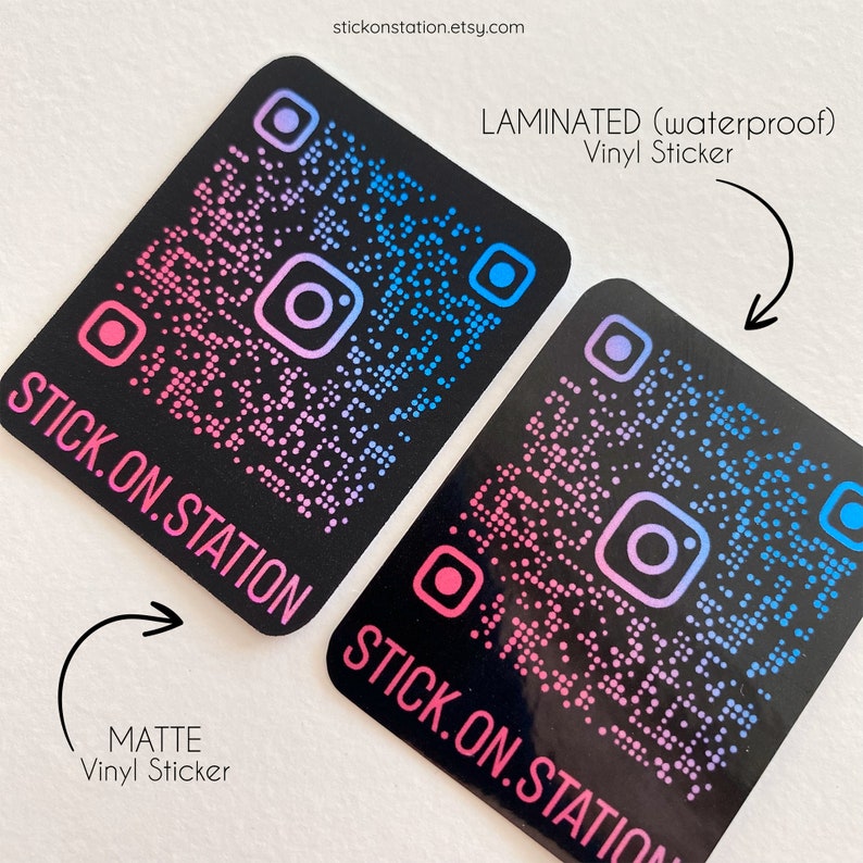 25 Instagram QR Code Vinyl Printed Stickers Personalised Business ...