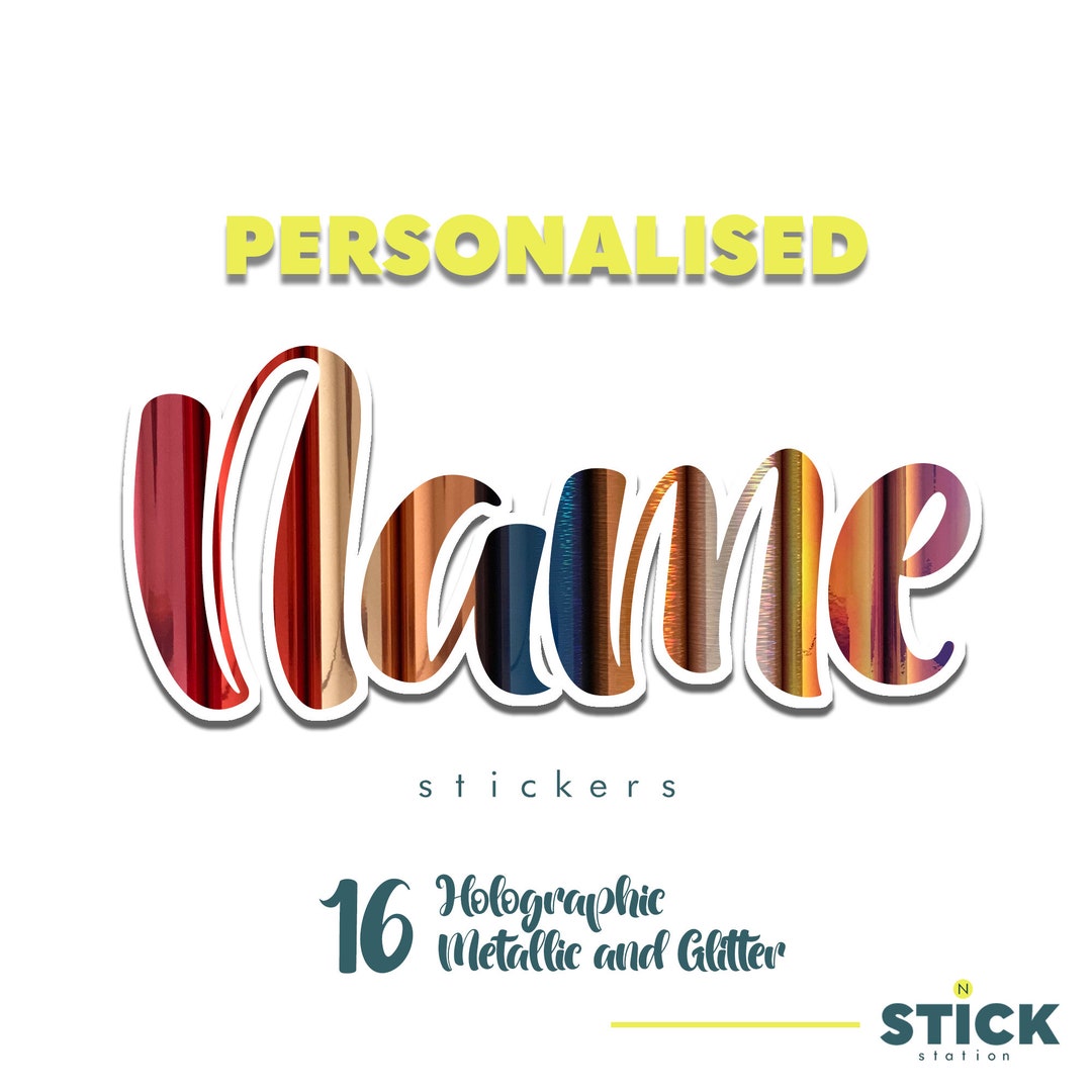 Holographic Layered Sticker | Name Personalised Decal | Metallic Effect ...