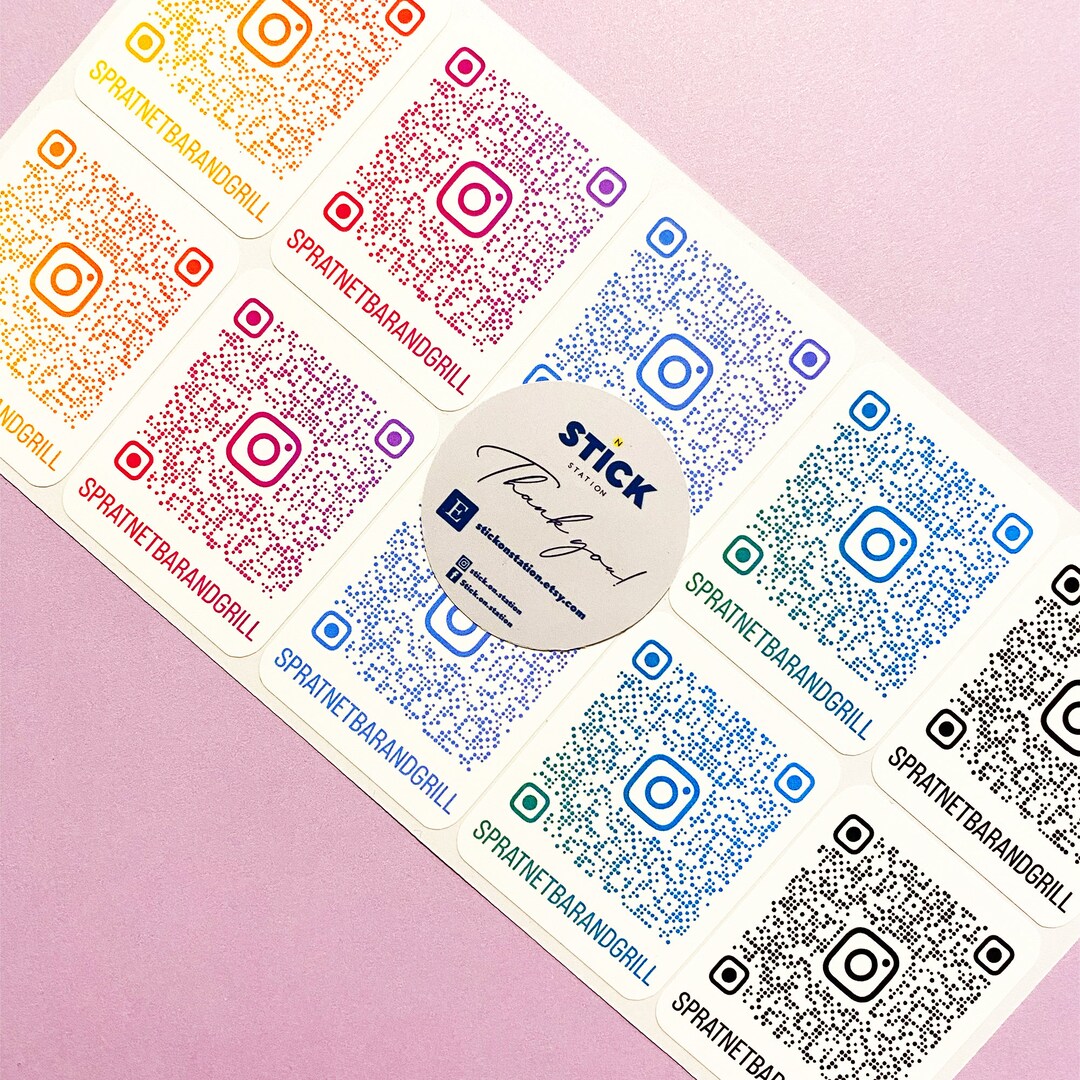 10, 25 Instagram Vinyl Printed QR Code Stickers, Personalised IG ...