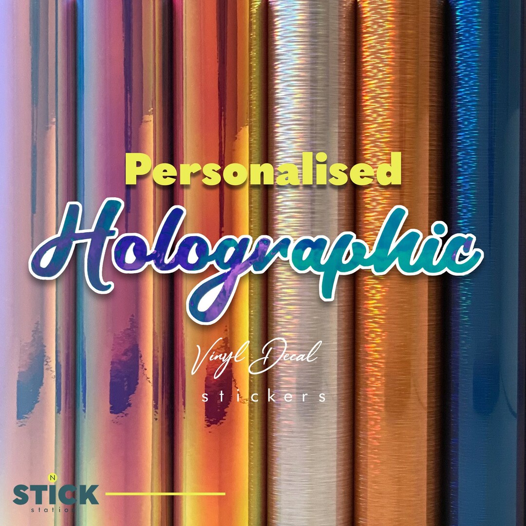 Holographic Name Vinyl Decal | Mirrored Layered Sticker | Personalised ...