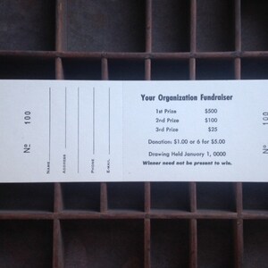 250 Custom Numbered Raffle Tickets: Perforated Cream Bristol Paper - Etsy