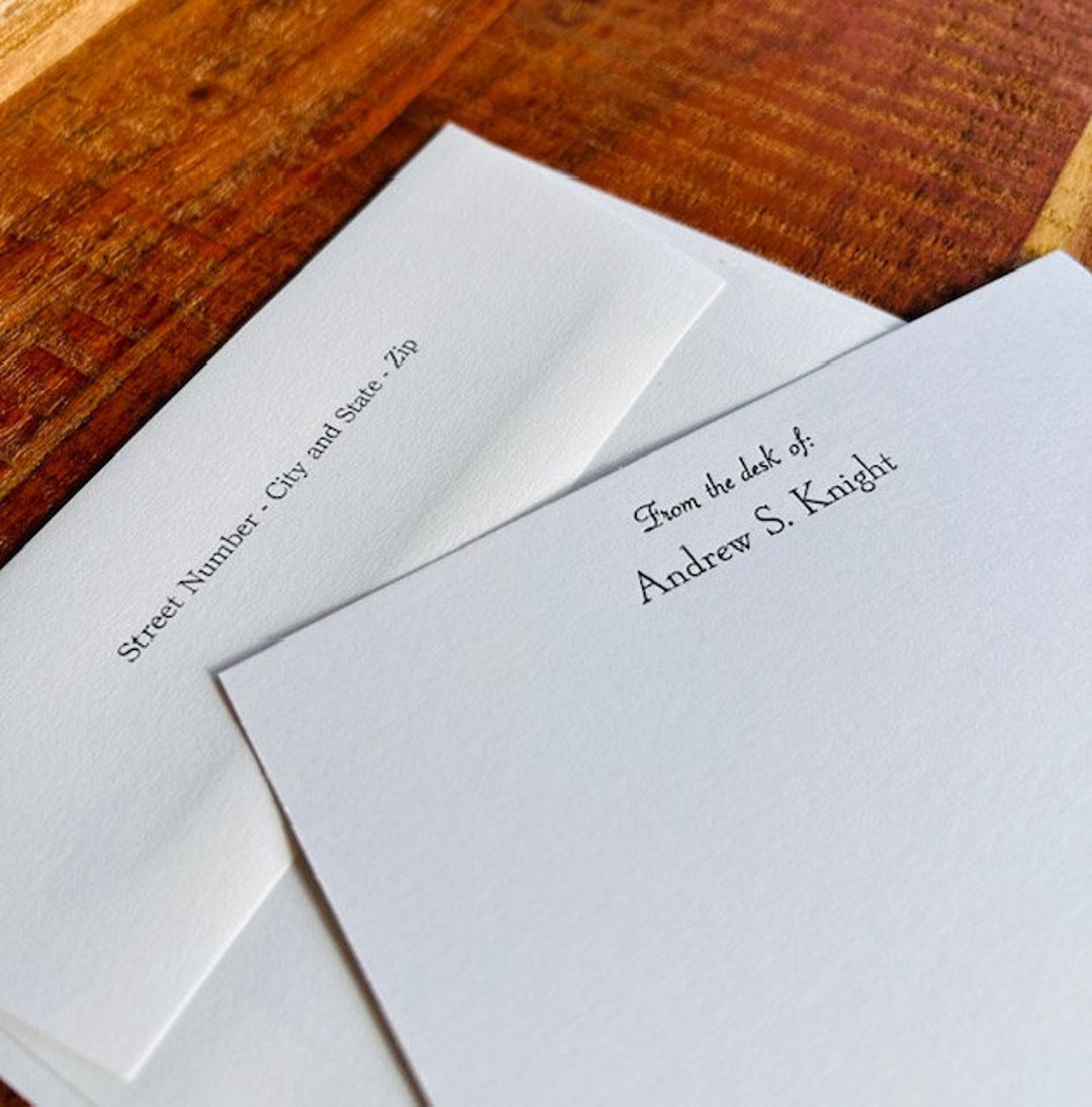 Personalized From the Desk Of: Custom Set of 25 Flat Note Cards With ...