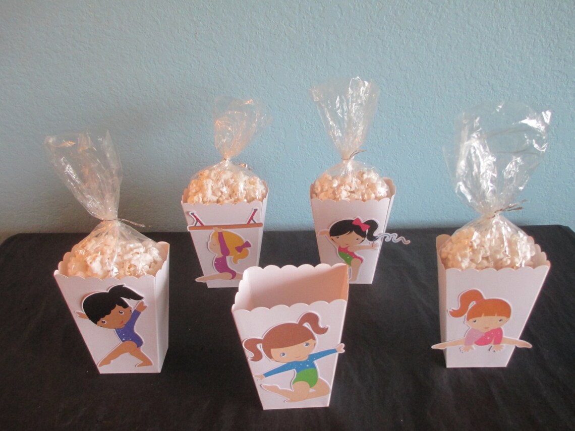 Girls Gymnastics Popcorn Boxes20gymnastics Favor - Etsy