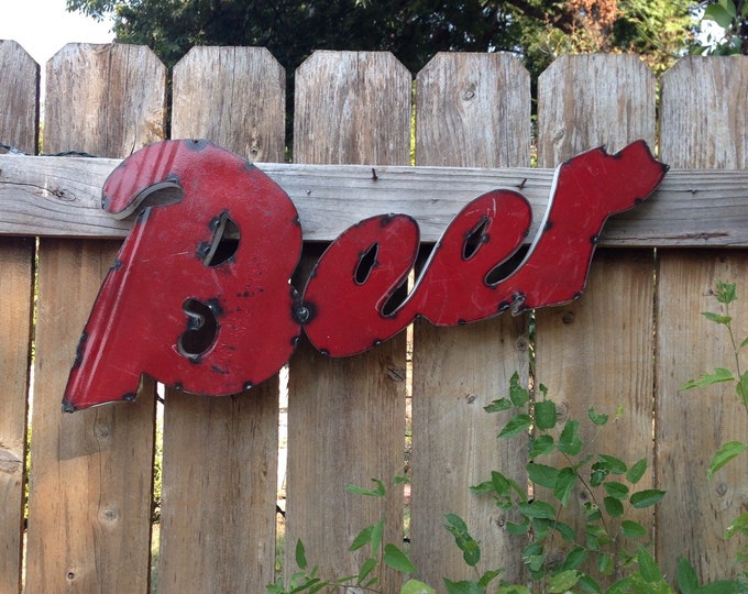 Vintage Look Red Beer Sign 24"x12" - Etsy