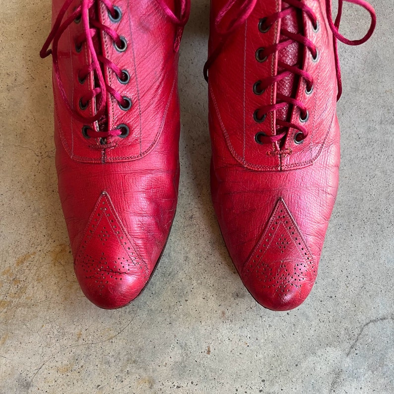C. 1890s Red Leather Oxfords Antique Shoes Victorian - Etsy