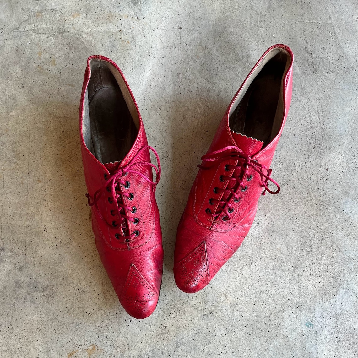 C. 1890s Red Leather Oxfords Antique Shoes Victorian - Etsy