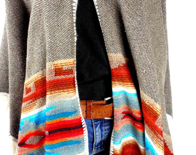 Peruvian Open Front Llama Wool Poncho / Wrap / Cape One Size - Etsy
