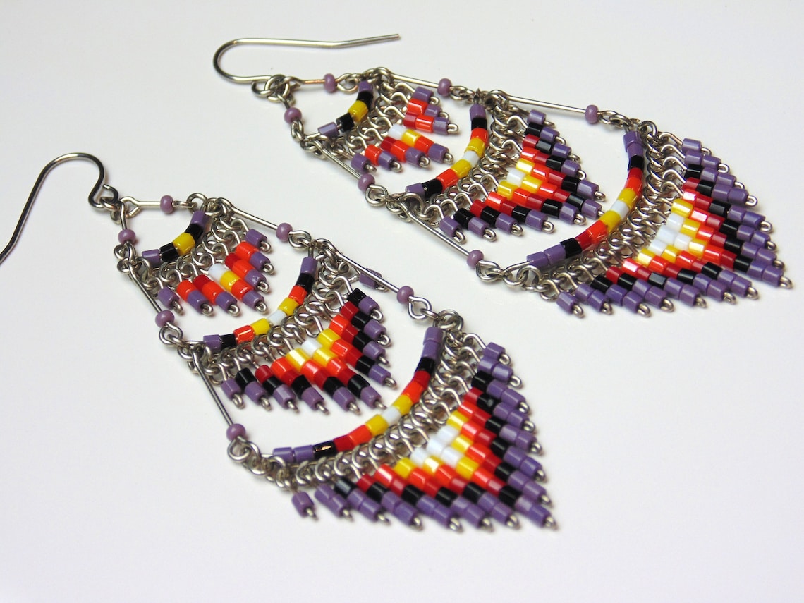 Native Tribal Beaded Peruvian Earrings - Boho Ethnic Dangle Earrings - Etsy