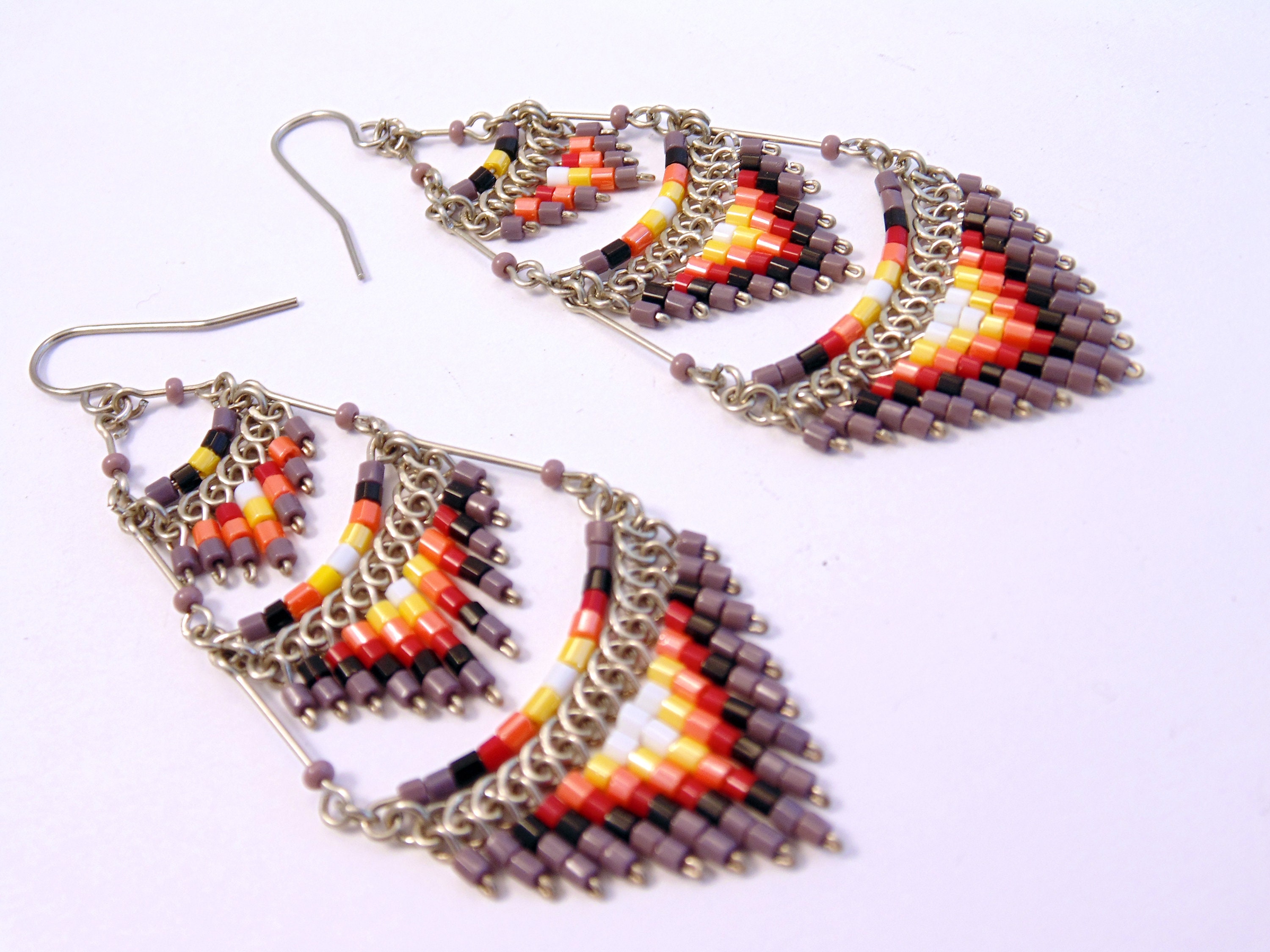 Native Tribal Beaded Peruvian Earrings - Boho Ethnic Dangle Earrings - Etsy