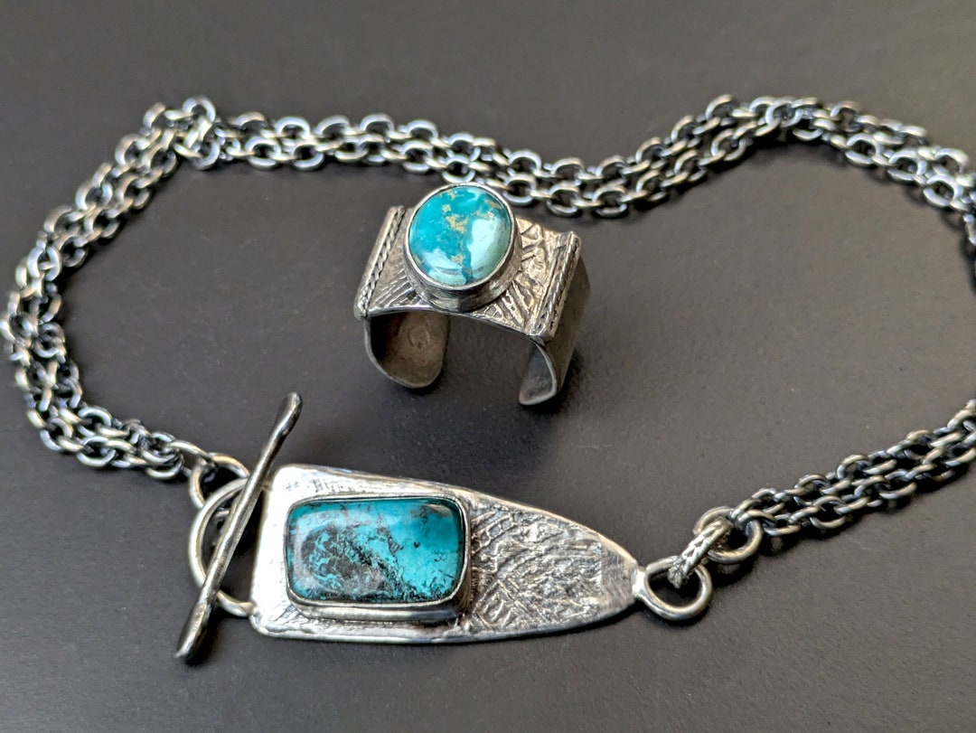 Ankle Bracelet & Toe Ring Set Sterling Silver and Turquoise ...