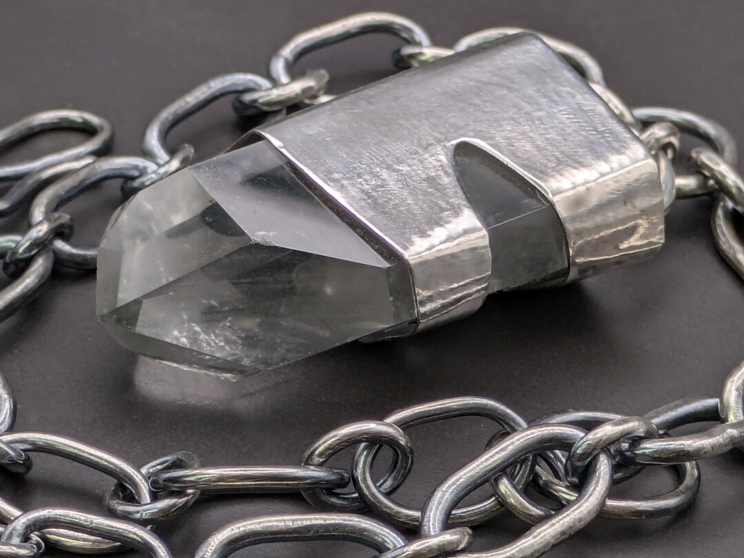 Grounding Large Hand Forged Sterling Silver Amazonian Quartz Heavy ...