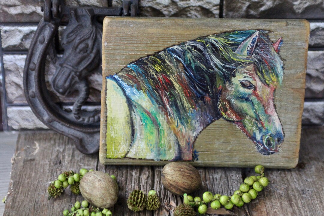 Small Haflinger Pony, Equine Oil Painting on Repurposed Barn Wood ...