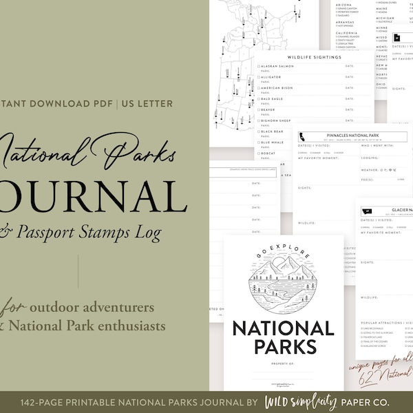 Large-print National Parks Journal Printable PDF 63-park Outdoor ...