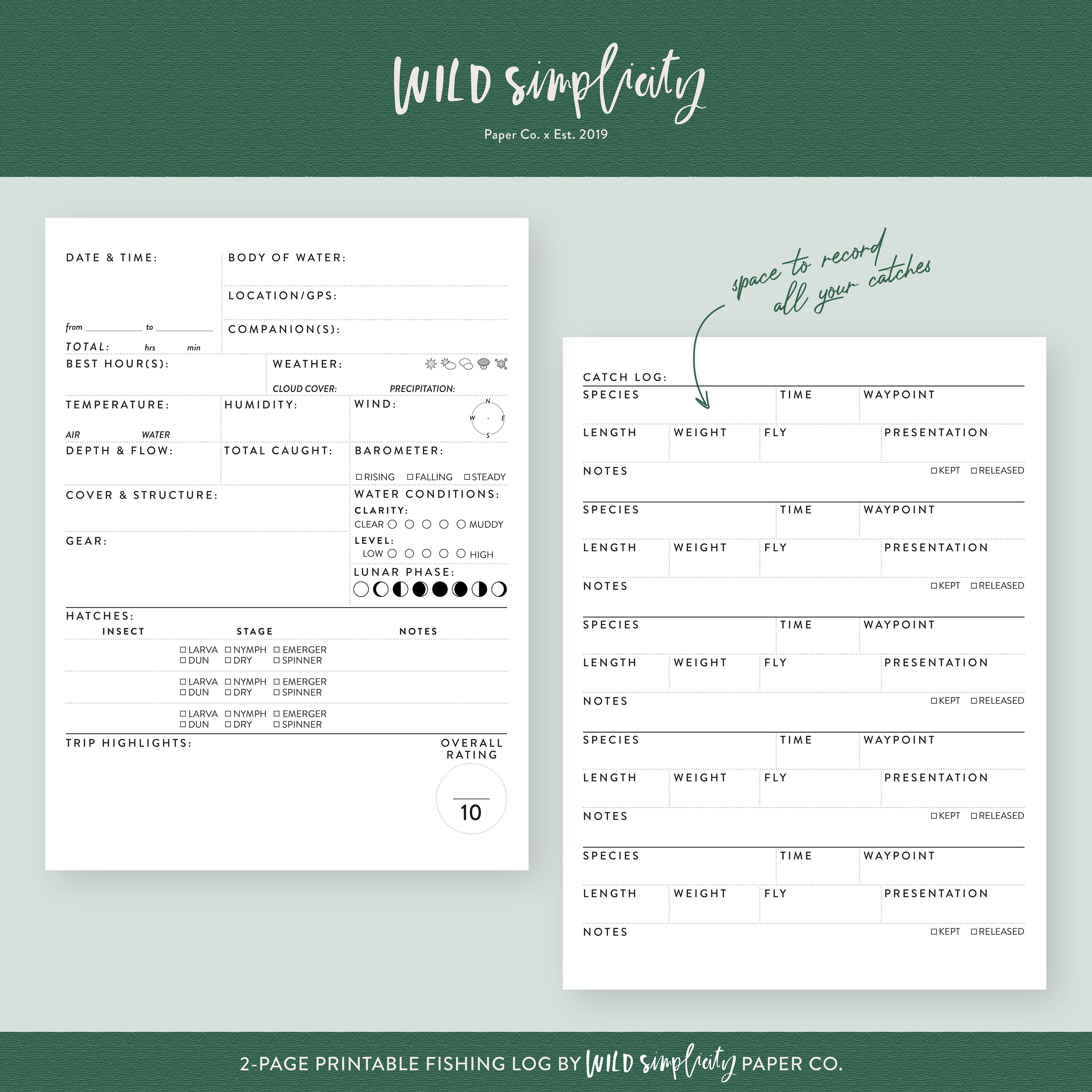 Fly Fishing Log | Printable PDF | Outdoor Adventure Journal & Bucket ...