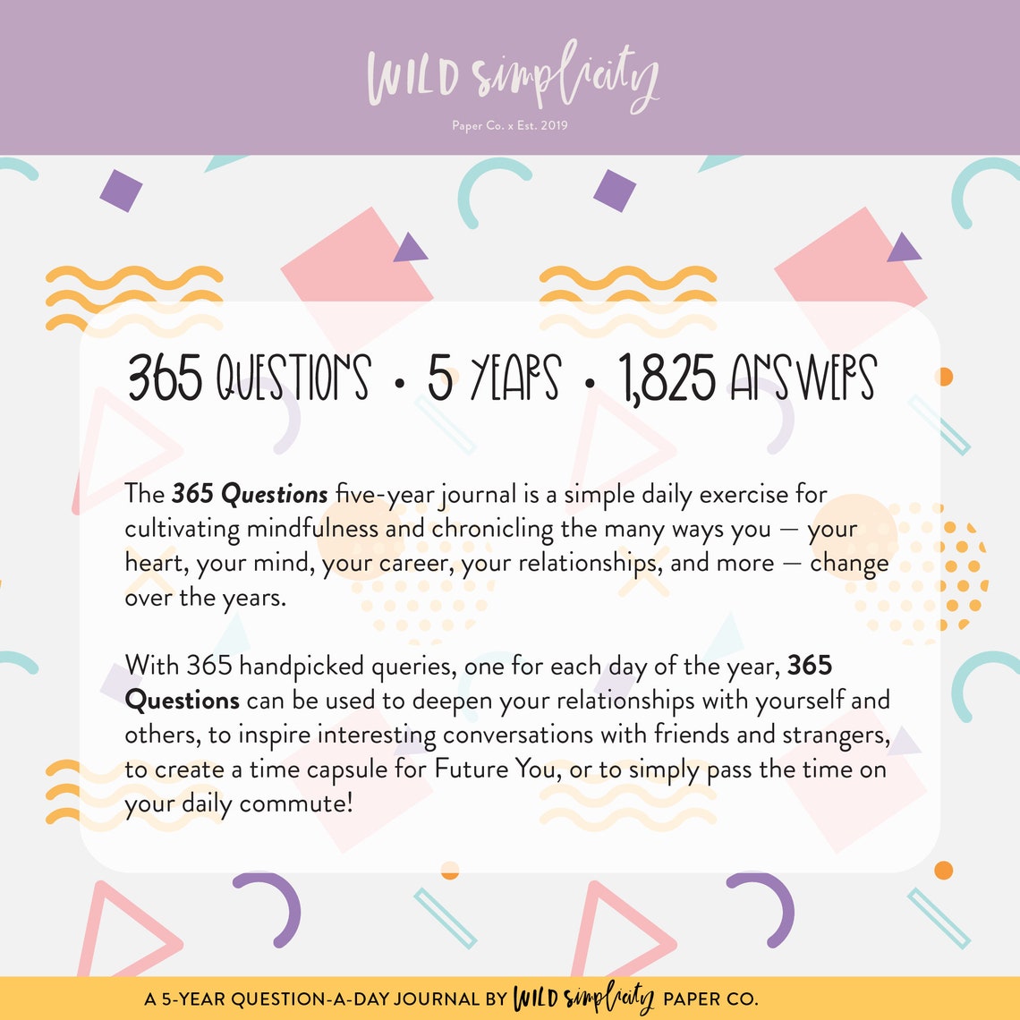 365 Questions: A Five-year Question-a-day Journal | Printable PDF ...