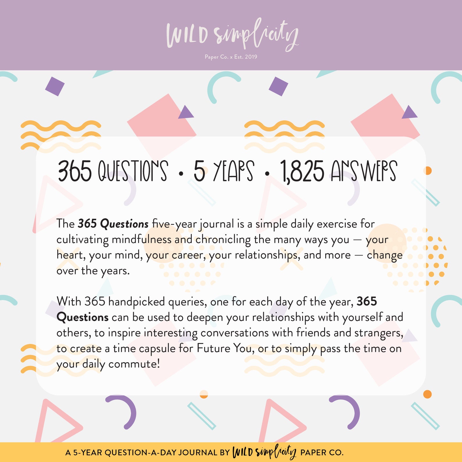 365 Questions: A Five-year Question-a-day Journal | Printable PDF ...