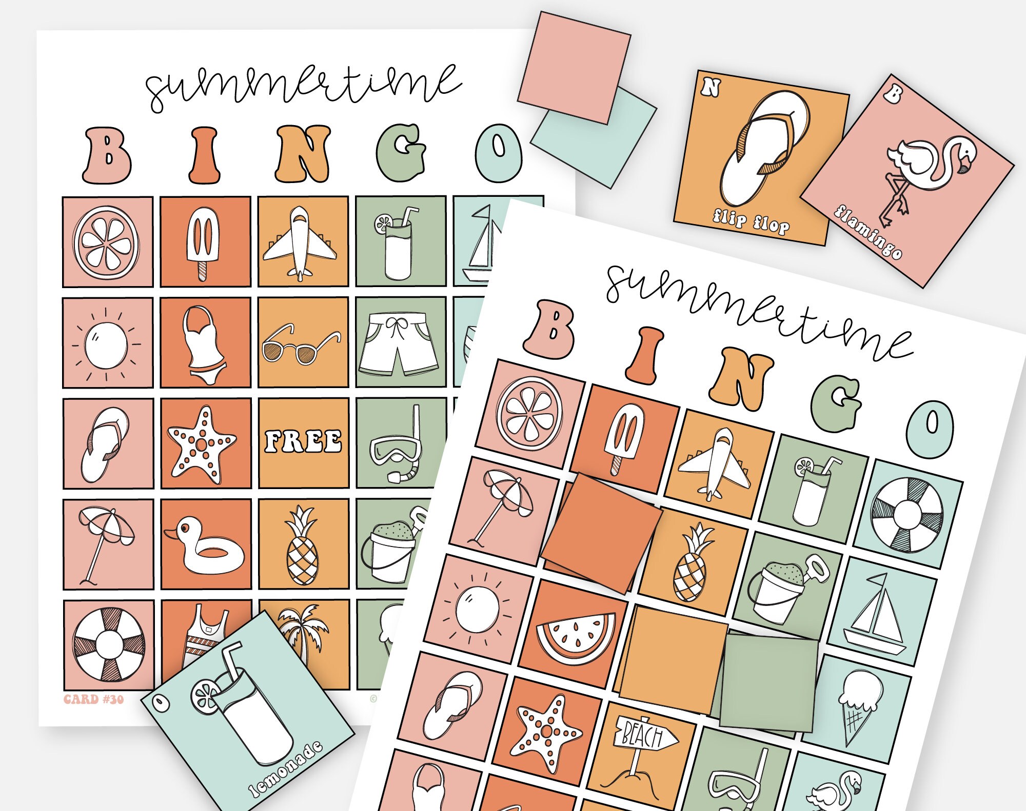 Summer Bingo, Printable Summertime Bingo Game, Instant Download PDF ...