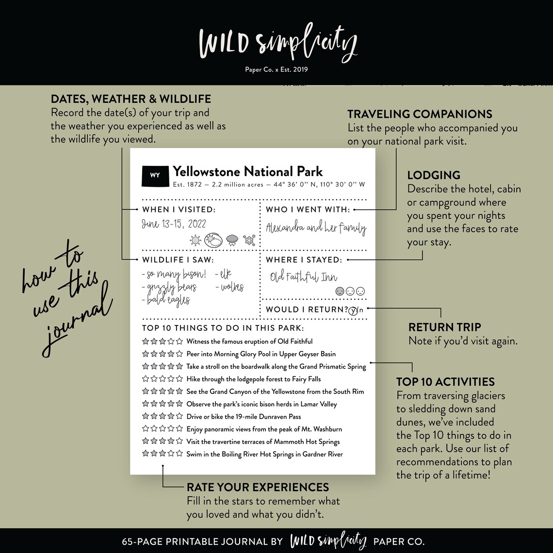 Large-print National Parks Journal | Printable PDF | 63-park Outdoor ...