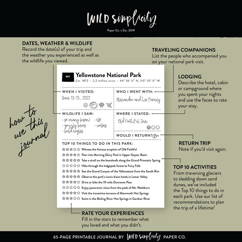 Large-print National Parks Journal | Printable PDF | 63-park Outdoor ...