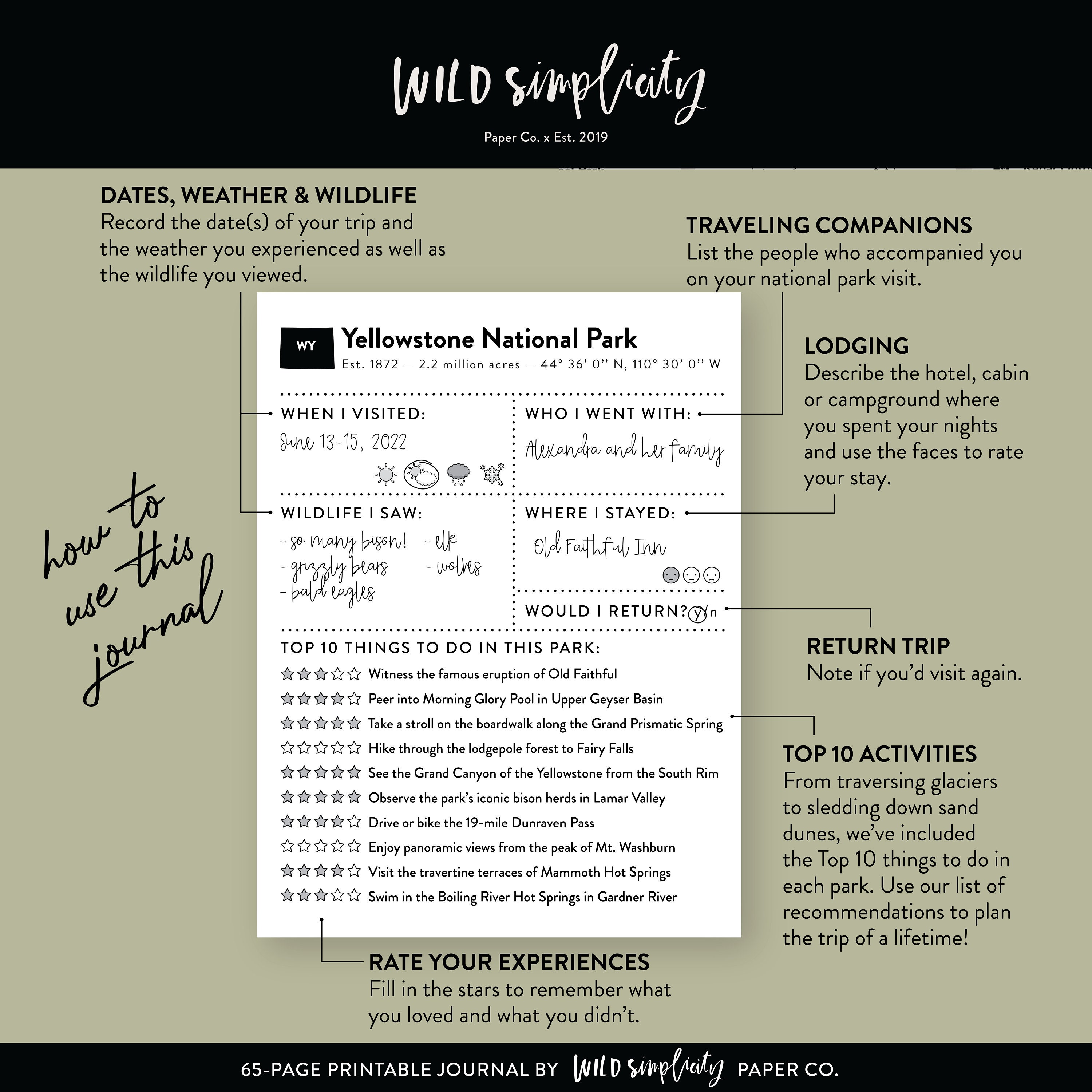 Large-print National Parks Journal | Printable PDF | 63-park Outdoor ...