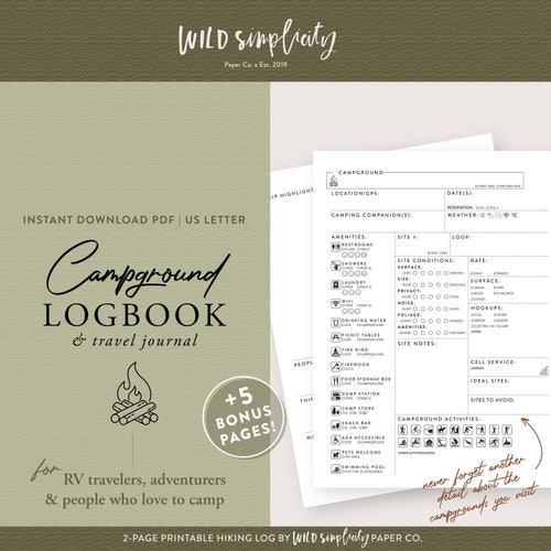 Printable Campground Journal Camping Log Camping Journal - Etsy