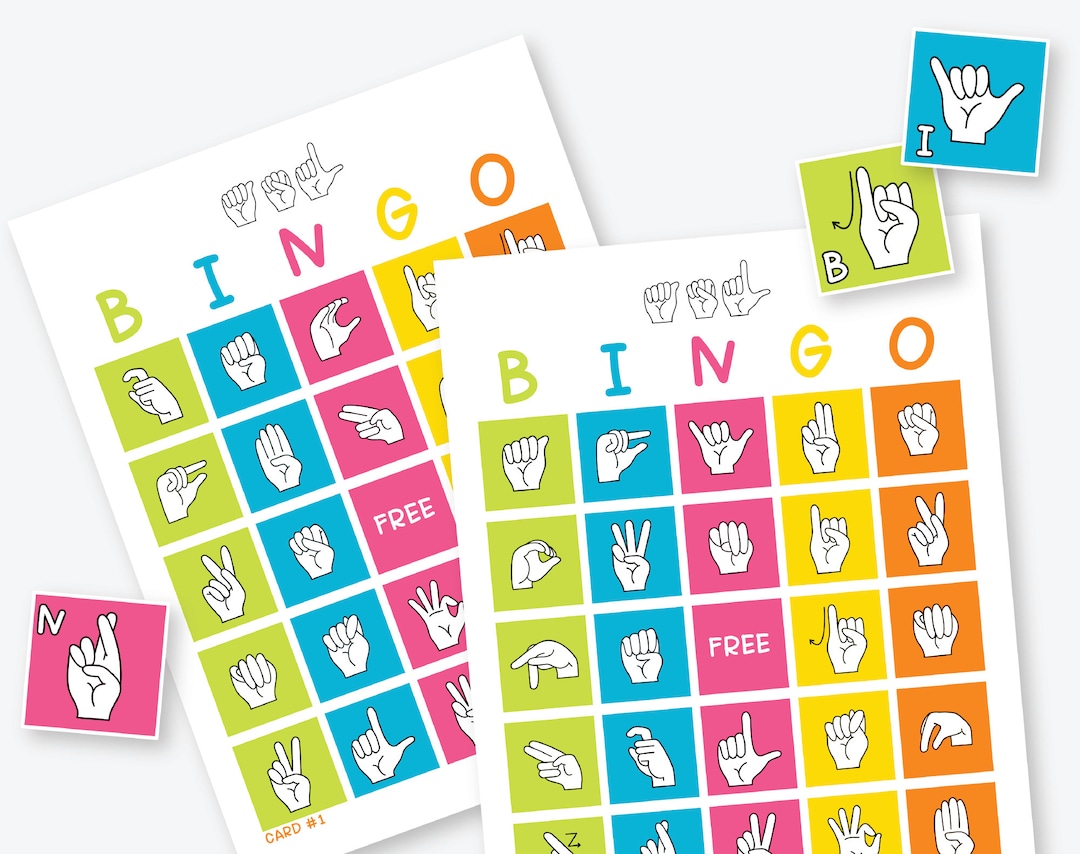 ASL Bingo, American Sign Language Printable Bingo Game, Fingerspelling ...