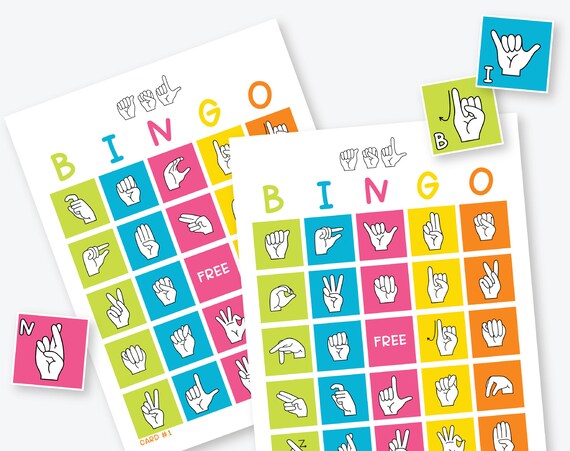 ASL Bingo American Sign Language Printable Bingo Game - Etsy